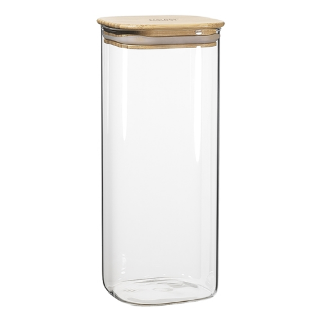 Ecology Glass Pantry Canister Square with Bamboo Lid – Teros